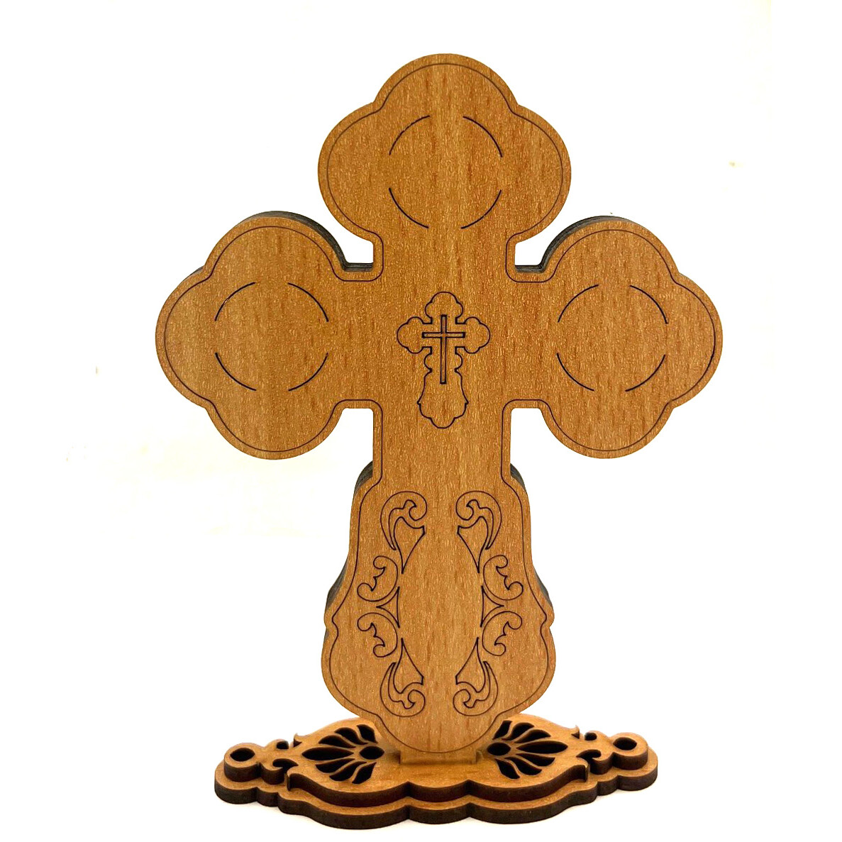 U188 Wooden Icon Cross With Crystal Incense Virgin Of Kazan Christ and ...