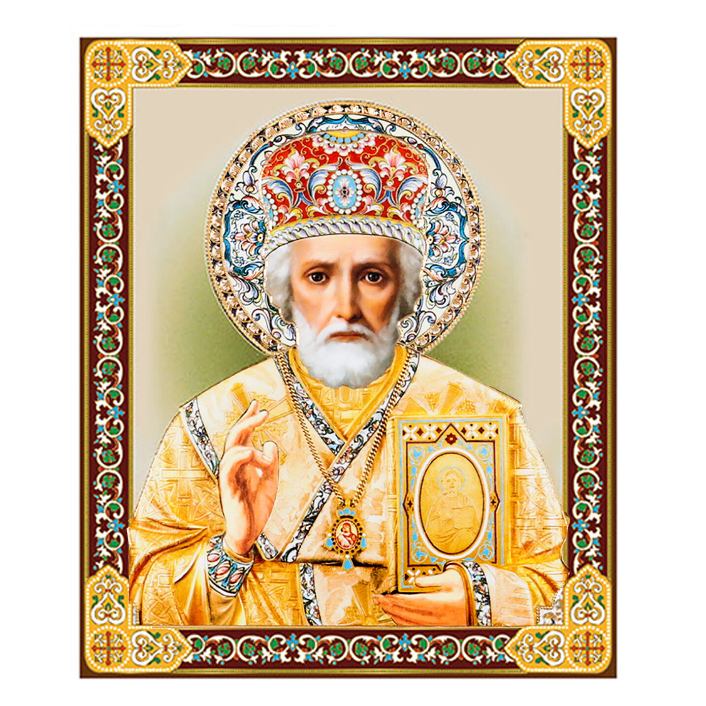 Saint Nicholas Gold Foil Wooden Icon