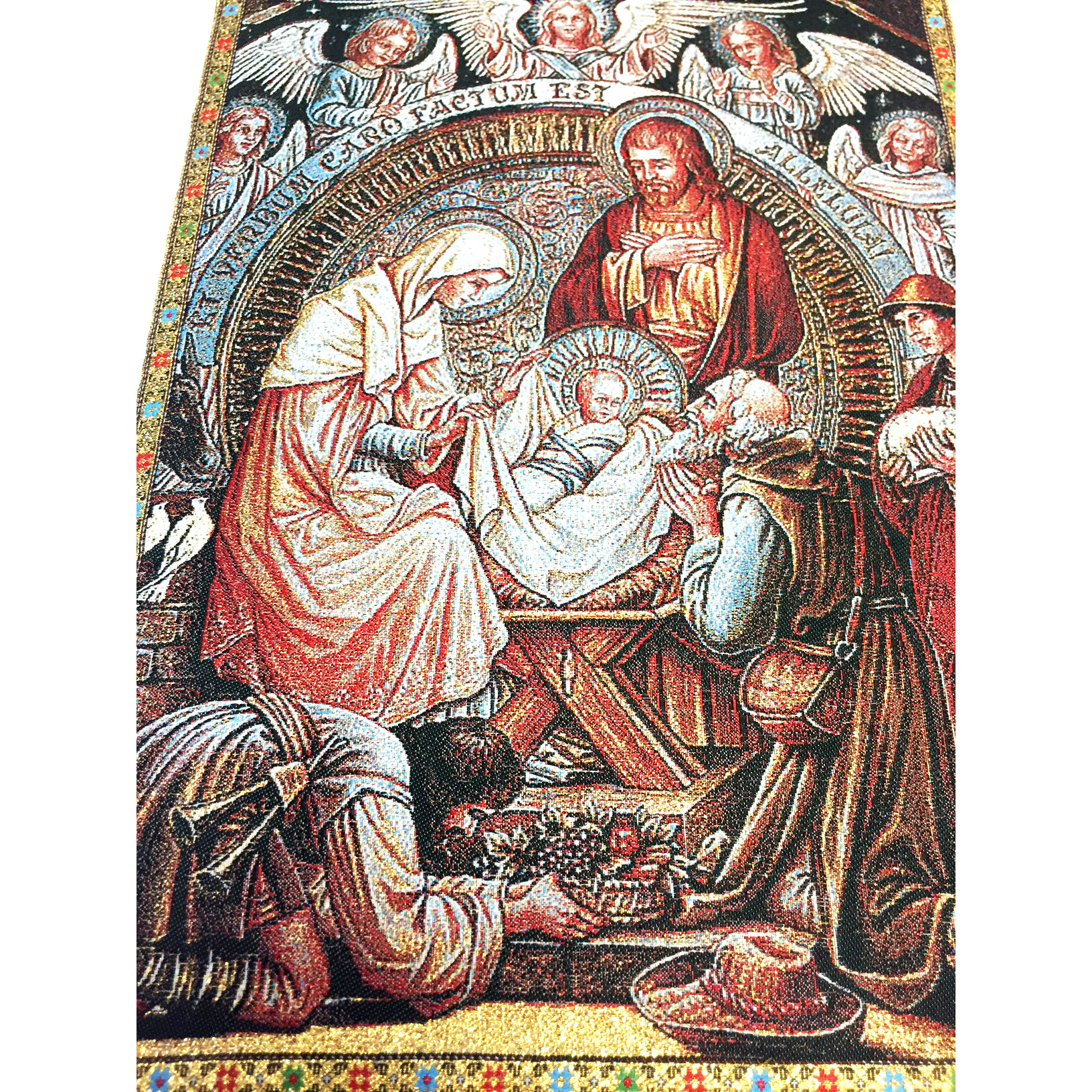 TL50 Nativity Of Christ Tapestry Icon Banner With Crosses 17"x8"