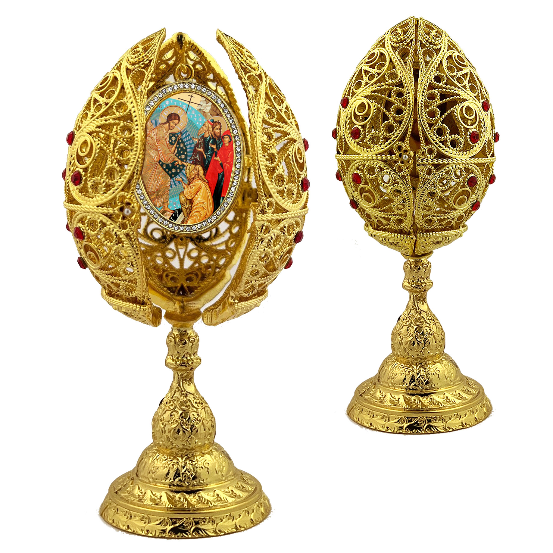 Sweet Kissing - Faberge Style Egg Triptych - Filigree