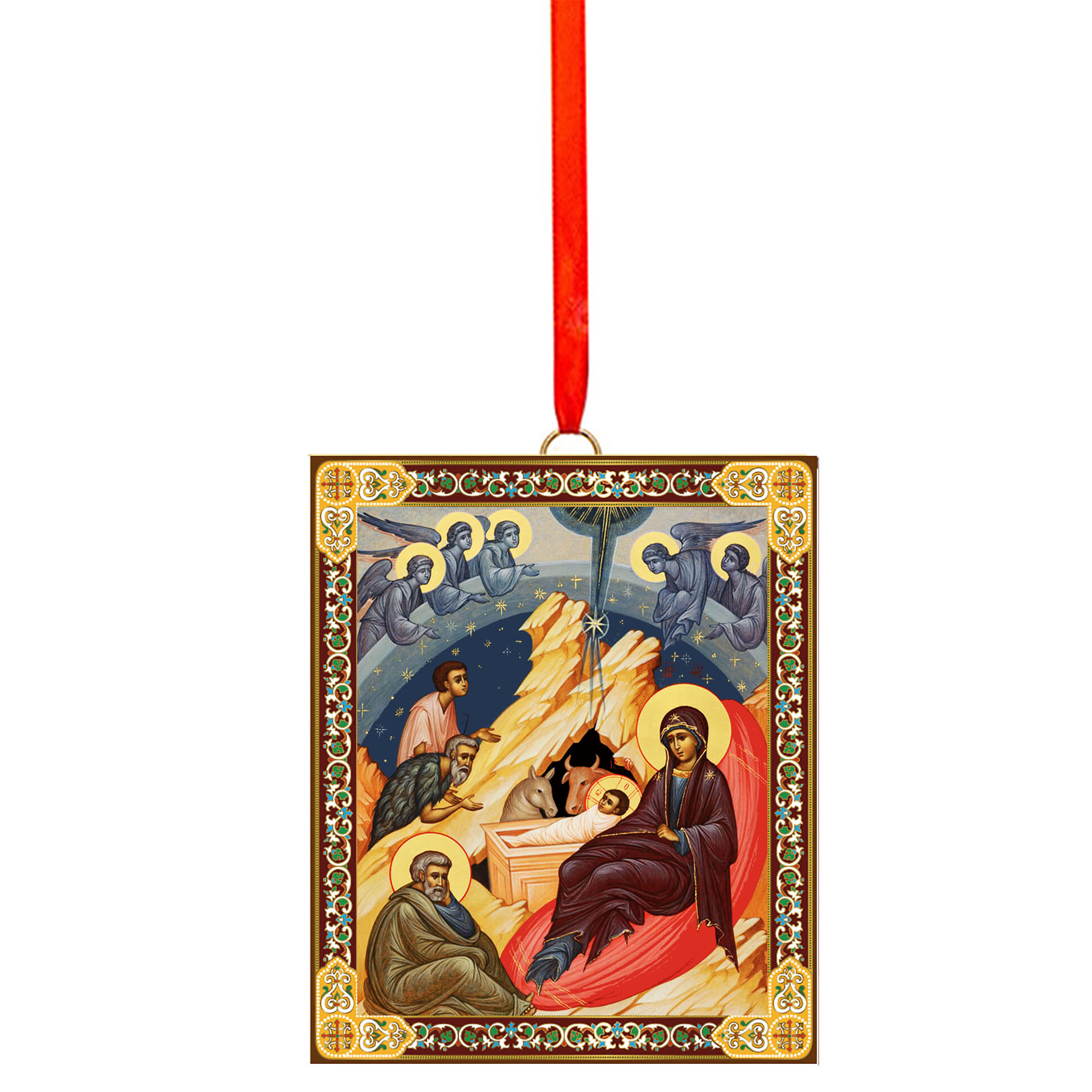 J-O-7 Nativity of Christ Wooden Icon Ornament - 2 Sided