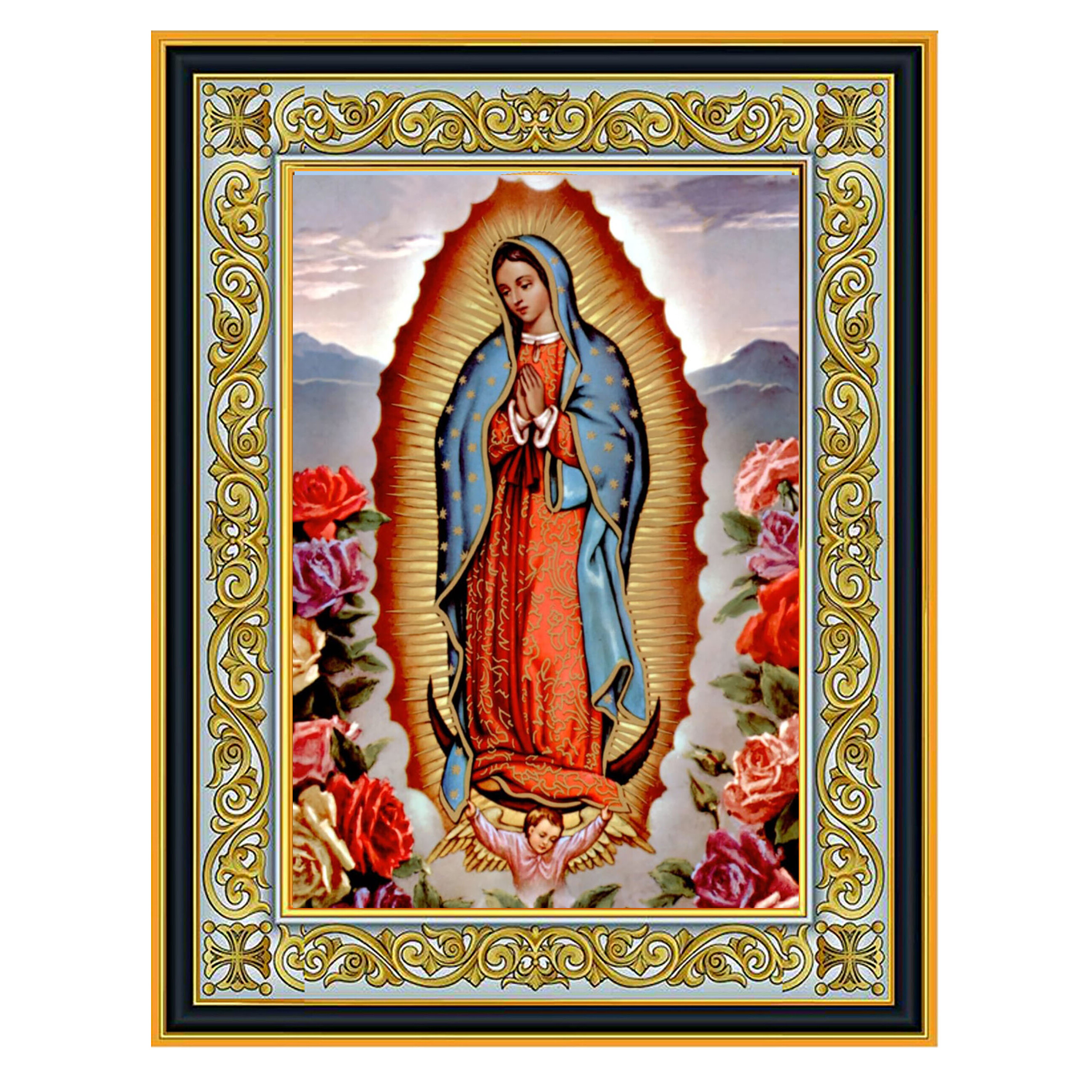Our Lady of Guadalupe Icon - Gold Foil - Framed Icon